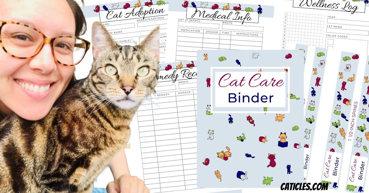 Cute Cat Care Binder Printables DIY Records Organization